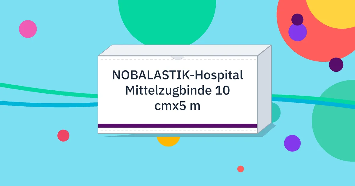 Symbolbild: Packung mit der Aufschrift NOBALASTIK-Hospital Mittelzugbinde 10 cmx5 m (PZN 00032342) – Verfügbarkeit und Bezug in Apotheken in Frankfurt am Main