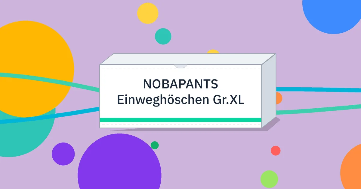 Symbolbild: Packung mit der Aufschrift NOBAPANTS Einweghöschen Gr.XL (PZN 16259326) – Verfügbarkeit und Bezug in Apotheken in Frankfurt am Main