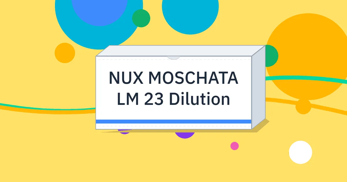 Symbolbild: Packung mit der Aufschrift NUX MOSCHATA LM 23 Dilution (PZN 12970092) – Verfügbarkeit und Bezug in Apotheken in Frankfurt am Main