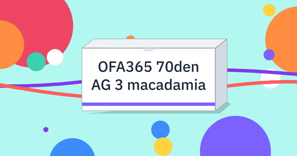 Symbolbild: Packung mit der Aufschrift OFA365 70den AG 3 macadamia (PZN 16722190) – Verfügbarkeit und Bezug in Apotheken in Frankfurt am Main