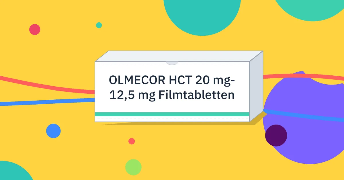 Symbolbild: Packung mit der Aufschrift OLMECOR HCT 20 mg-12,5 mg Filmtabletten (PZN 12648166) – Verfügbarkeit und Bezug in Apotheken in Frankfurt am Main