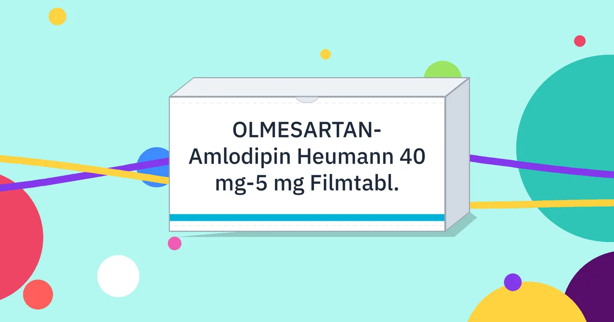 Symbolbild: Packung mit der Aufschrift OLMESARTAN-Amlodipin Heumann 40 mg-5 mg Filmtabl. (PZN 14214816) – Verfügbarkeit und Bezug in Apotheken in Frankfurt am Main