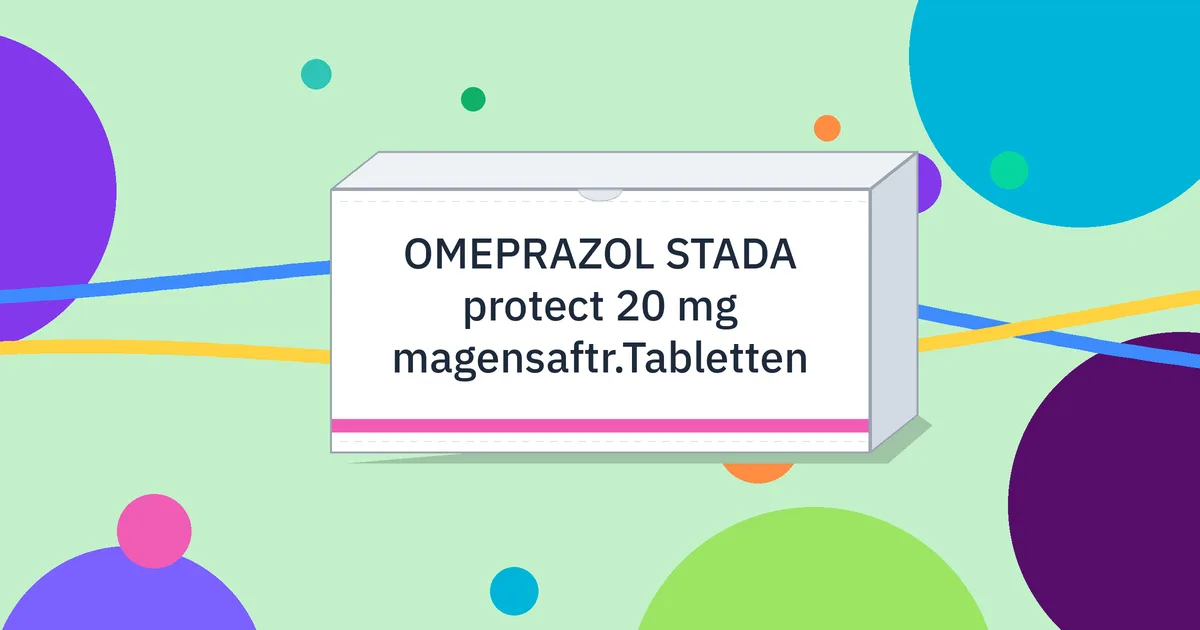 Symbolbild: Packung mit der Aufschrift OMEPRAZOL STADA protect 20 mg magensaftr.Tabletten (PZN 06562331) – Verfügbarkeit und Bezug in Apotheken in Frankfurt am Main