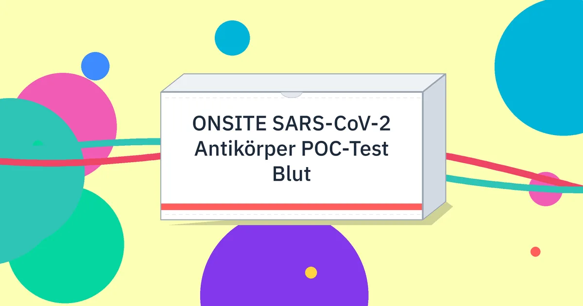Symbolbild: Packung mit der Aufschrift ONSITE SARS-CoV-2 Antikörper POC-Test Blut (PZN 16940107) – Verfügbarkeit und Bezug in Apotheken in Frankfurt am Main