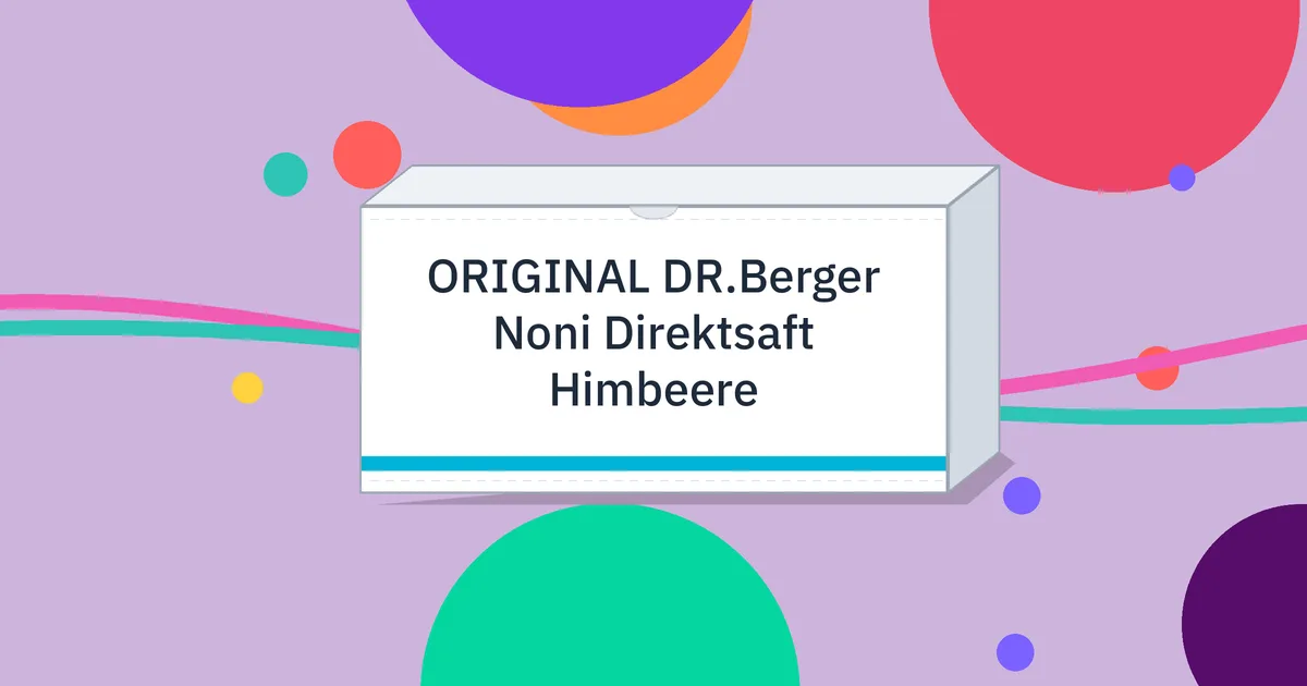 Symbolbild: Packung mit der Aufschrift ORIGINAL DR.Berger Noni Direktsaft Himbeere (PZN 16382452) – Verfügbarkeit und Bezug in Apotheken in Frankfurt am Main