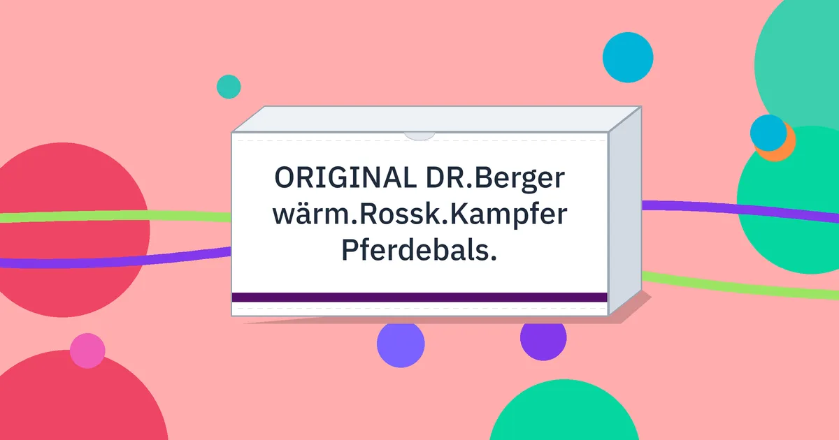 Symbolbild: Packung mit der Aufschrift ORIGINAL DR.Berger wärm.Rossk.Kampfer Pferdebals. (PZN 13705601) – Verfügbarkeit und Bezug in Apotheken in Frankfurt am Main