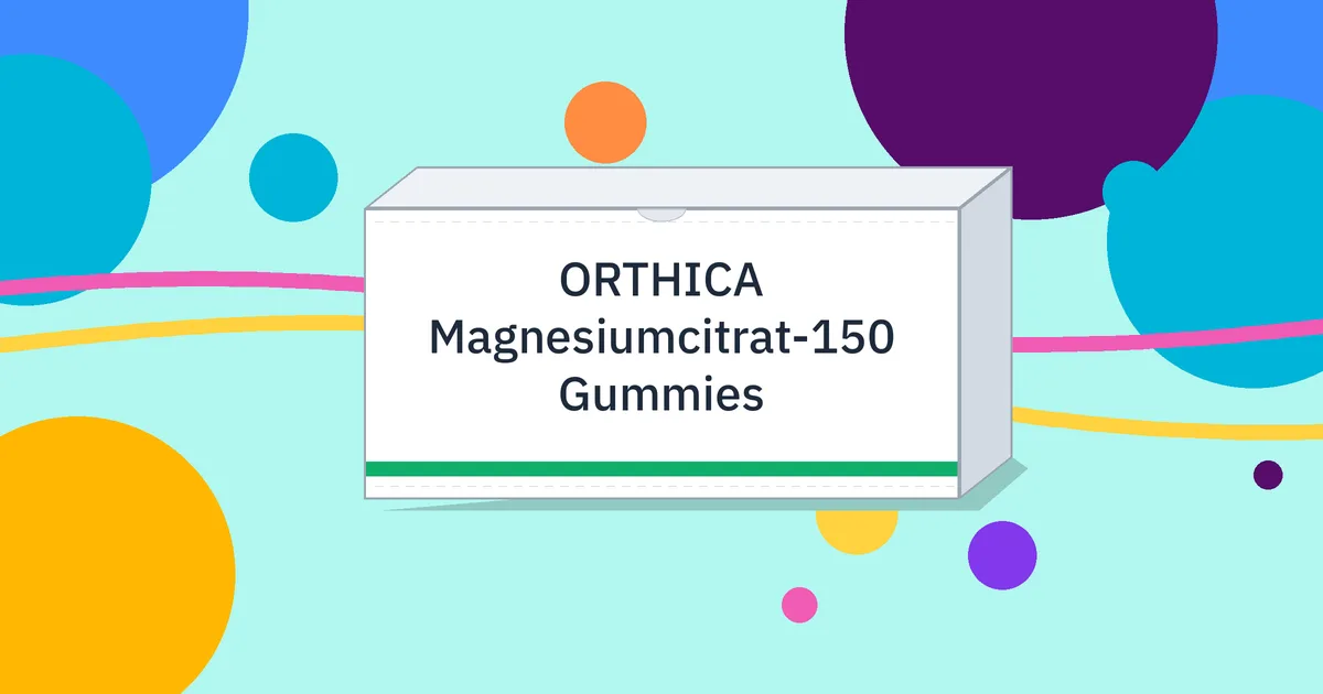 Symbolbild: Packung mit der Aufschrift ORTHICA Magnesiumcitrat-150 Gummies (PZN 19427103) – Verfügbarkeit und Bezug in Apotheken in Frankfurt am Main