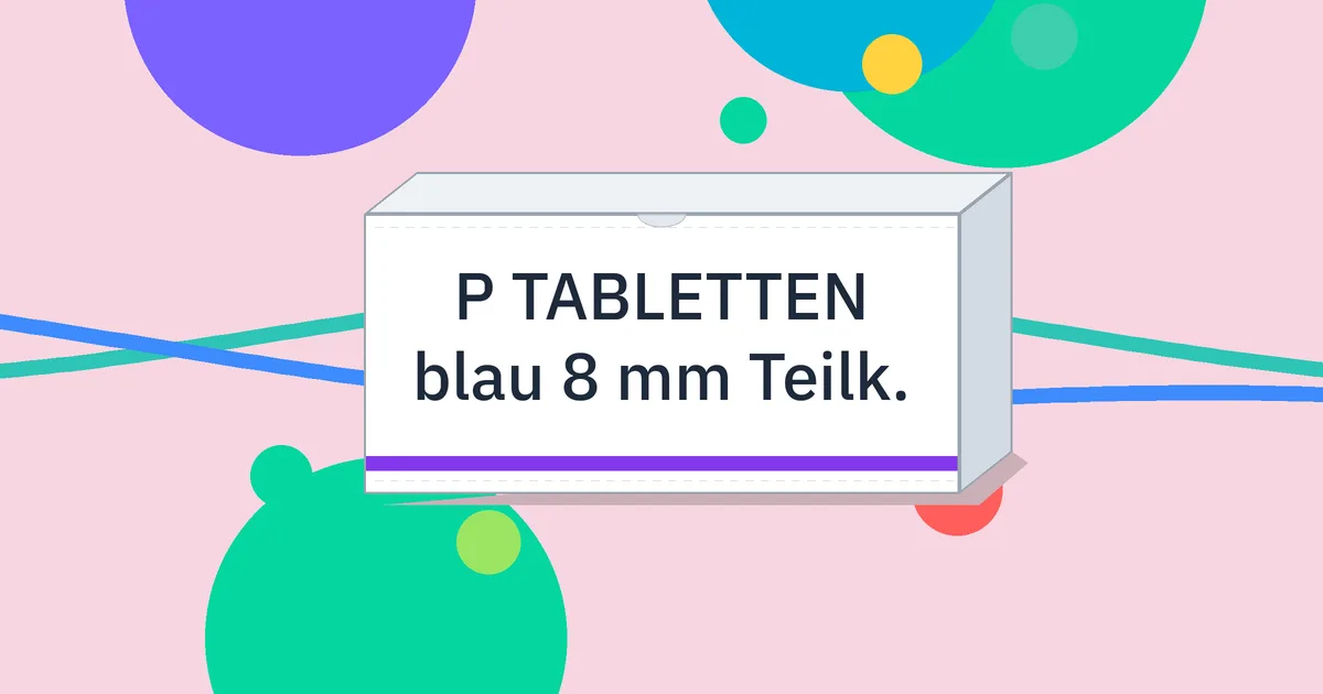 Symbolbild: Packung mit der Aufschrift P TABLETTEN blau 8 mm Teilk. (PZN 03935636) – Verfügbarkeit und Bezug in Apotheken in Frankfurt am Main