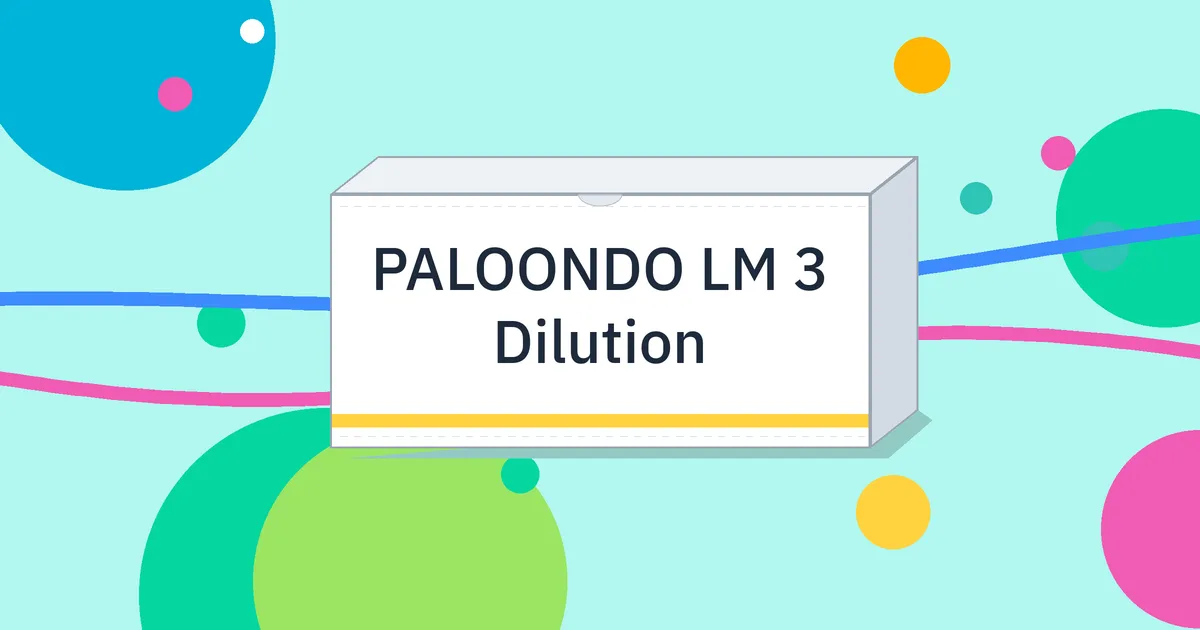 Symbolbild: Packung mit der Aufschrift PALOONDO LM 3 Dilution (PZN 13630211) – Verfügbarkeit und Bezug in Apotheken in Frankfurt am Main