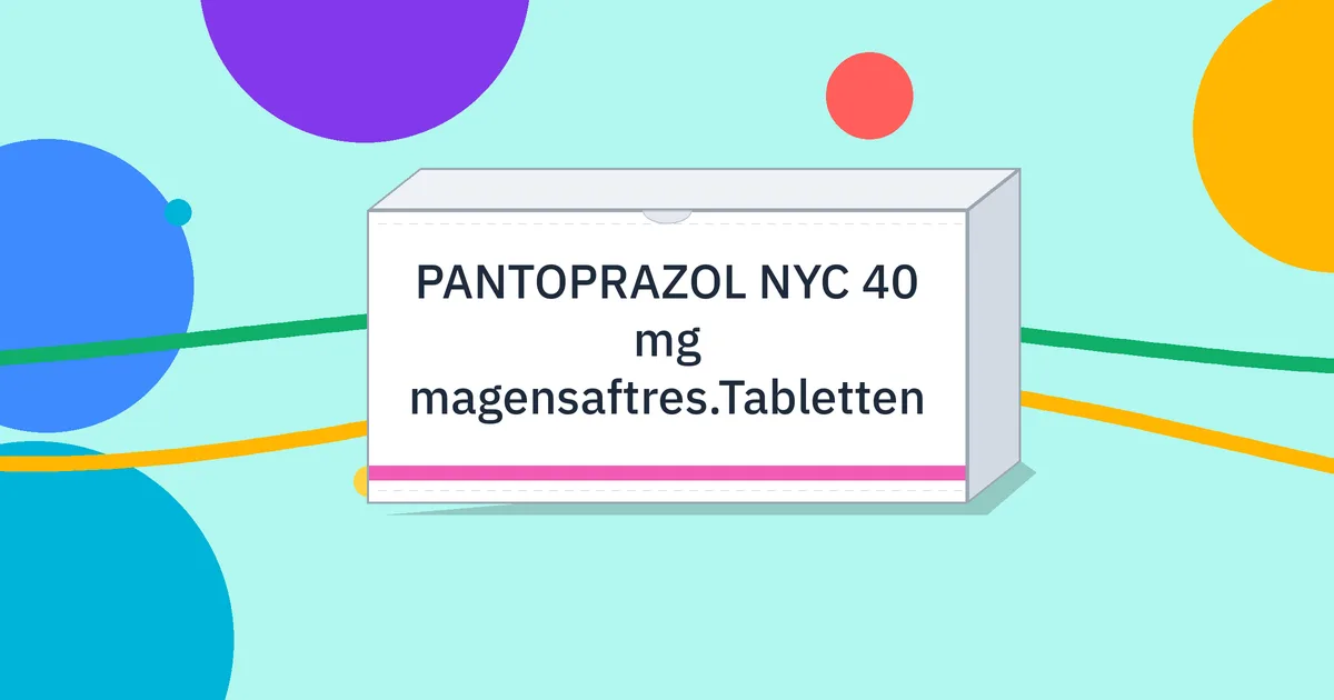 Symbolbild: Packung mit der Aufschrift PANTOPRAZOL NYC 40 mg magensaftres.Tabletten (PZN 06400717) – Verfügbarkeit und Bezug in Apotheken in Frankfurt am Main