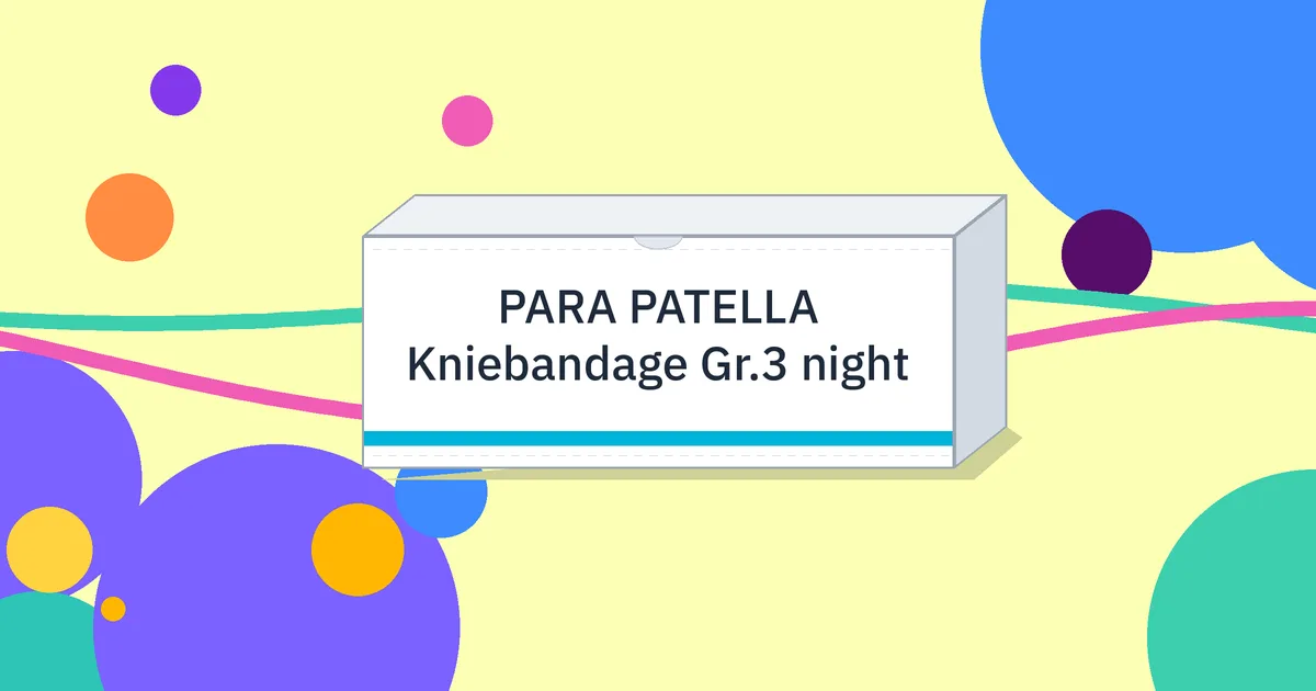 Symbolbild: Packung mit der Aufschrift PARA PATELLA Kniebandage Gr.3 night (PZN 03317341) – Verfügbarkeit und Bezug in Apotheken in Frankfurt am Main