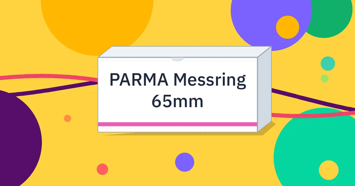 Symbolbild: Packung mit der Aufschrift PARMA Messring 65mm (PZN 01734796) – Verfügbarkeit und Bezug in Apotheken in Frankfurt am Main