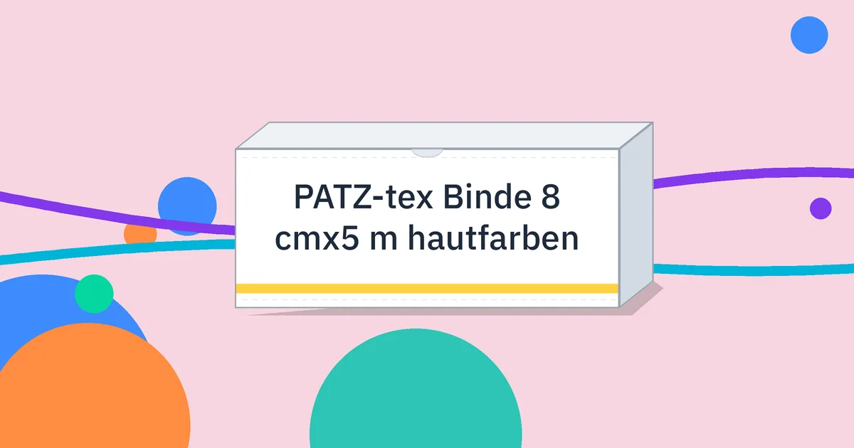 Symbolbild: Packung mit der Aufschrift PATZ-tex Binde 8 cmx5 m hautfarben (PZN 06814531) – Verfügbarkeit und Bezug in Apotheken in Frankfurt am Main