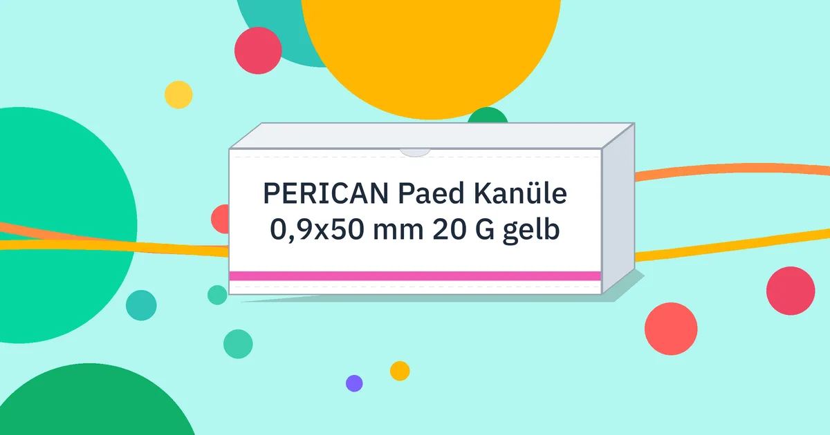 Symbolbild: Packung mit der Aufschrift PERICAN Paed Kanüle 0,9x50 mm 20 G gelb (PZN 06849825) – Verfügbarkeit und Bezug in Apotheken in Frankfurt am Main