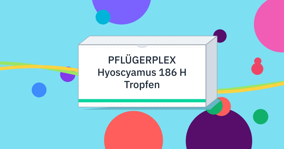 Symbolbild: Packung mit der Aufschrift PFLÜGERPLEX Hyoscyamus 186 H Tropfen (PZN 03866125) – Verfügbarkeit und Bezug in Apotheken in Frankfurt am Main