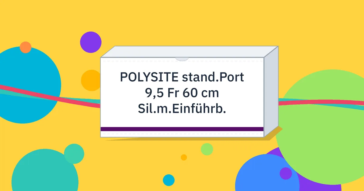 Symbolbild: Packung mit der Aufschrift POLYSITE stand.Port 9,5 Fr 60 cm Sil.m.Einführb. (PZN 12340379) – Verfügbarkeit und Bezug in Apotheken in Frankfurt am Main