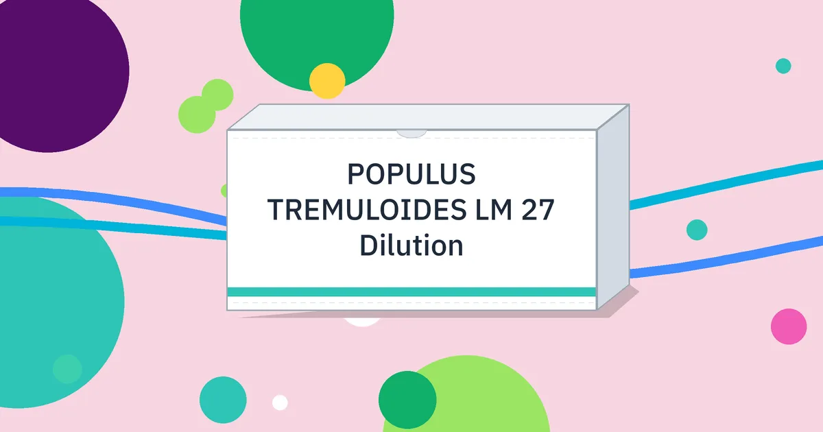 Symbolbild: Packung mit der Aufschrift POPULUS TREMULOIDES LM 27 Dilution (PZN 13664919) – Verfügbarkeit und Bezug in Apotheken in Frankfurt am Main