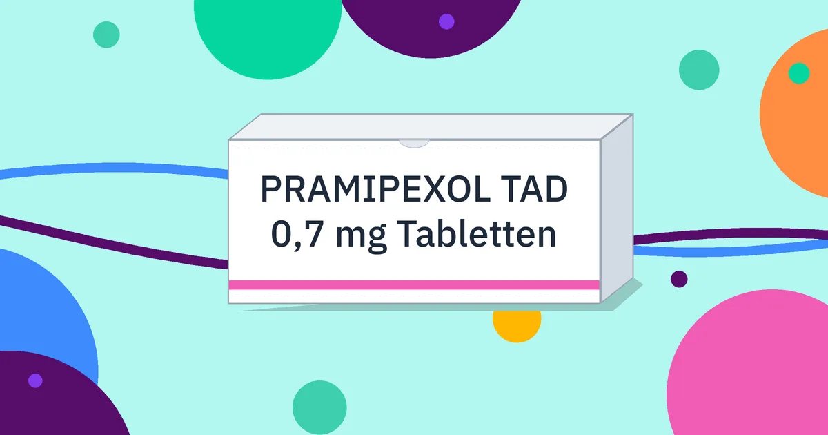 Symbolbild: Packung mit der Aufschrift PRAMIPEXOL TAD 0,7 mg Tabletten (PZN 09197464) – Verfügbarkeit und Bezug in Apotheken in Frankfurt am Main