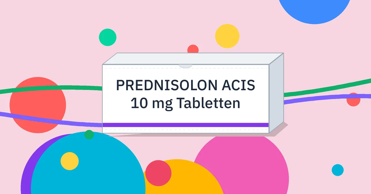 Symbolbild: Packung mit der Aufschrift PREDNISOLON ACIS 10 mg Tabletten (PZN 02107854) – Verfügbarkeit und Bezug in Apotheken in Frankfurt am Main