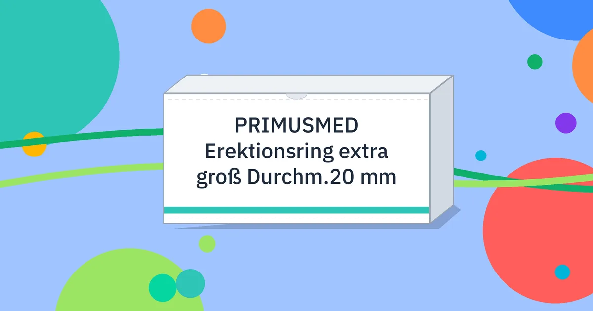 Symbolbild: Packung mit der Aufschrift PRIMUSMED Erektionsring extra groß Durchm.20 mm (PZN 09529860) – Verfügbarkeit und Bezug in Apotheken in Frankfurt am Main