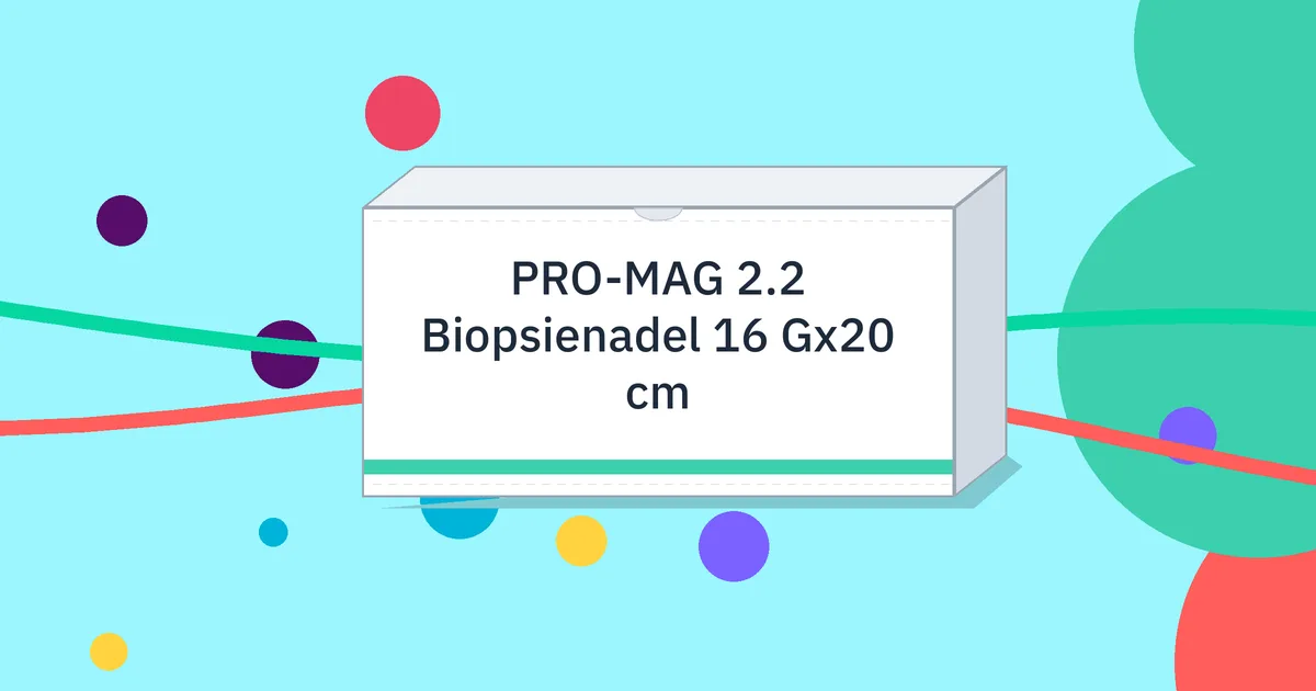 Symbolbild: Packung mit der Aufschrift PRO-MAG 2.2 Biopsienadel 16 Gx20 cm (PZN 06768423) – Verfügbarkeit und Bezug in Apotheken in Frankfurt am Main