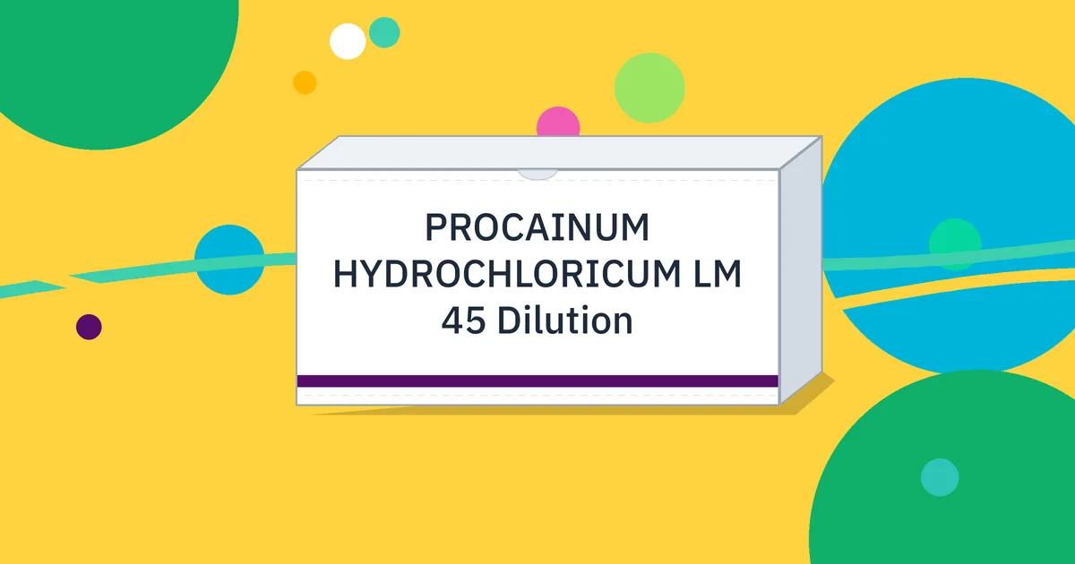 Symbolbild: Packung mit der Aufschrift PROCAINUM HYDROCHLORICUM LM 45 Dilution (PZN 13668691) – Verfügbarkeit und Bezug in Apotheken in Frankfurt am Main