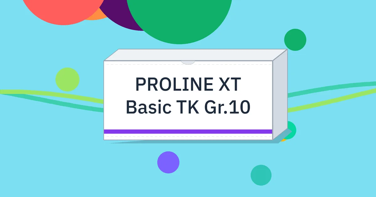 Symbolbild: Packung mit der Aufschrift PROLINE XT Basic TK Gr.10 (PZN 17599811) – Verfügbarkeit und Bezug in Apotheken in Frankfurt am Main