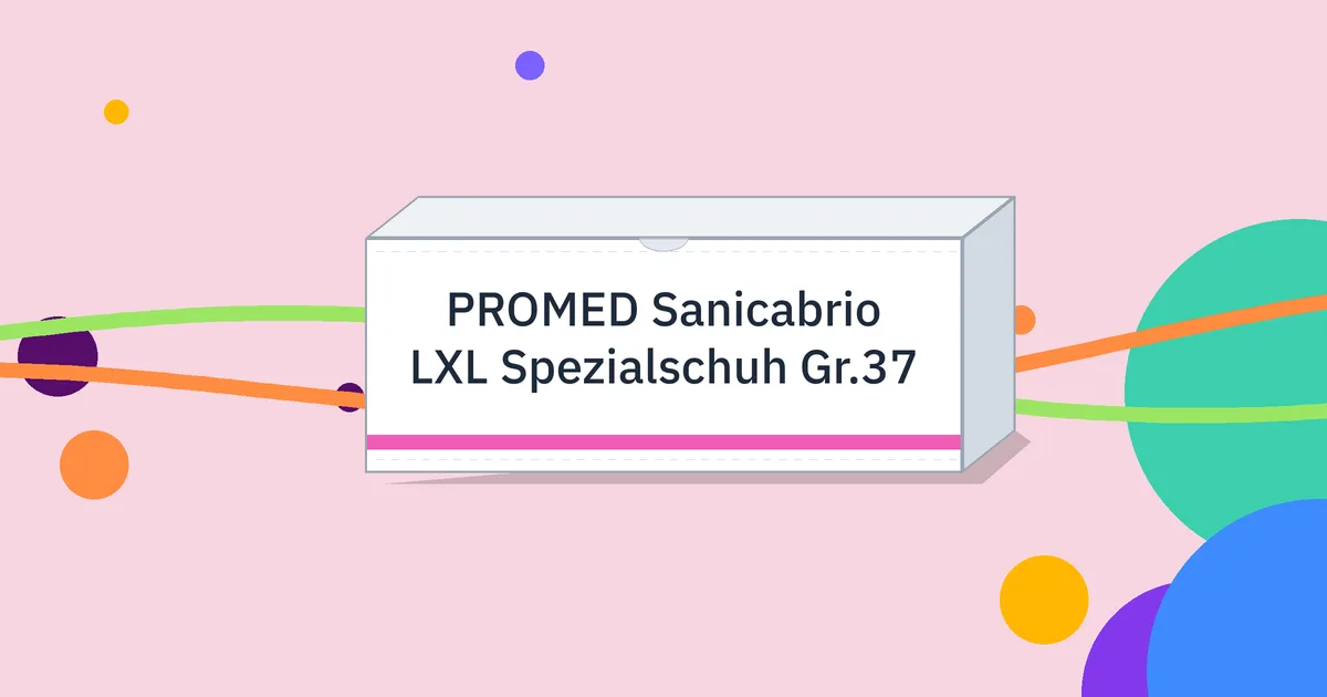 Symbolbild: Packung mit der Aufschrift PROMED Sanicabrio LXL Spezialschuh Gr.37 (PZN 05481843) – Verfügbarkeit und Bezug in Apotheken in Frankfurt am Main