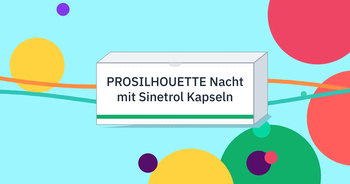 Symbolbild: Packung mit der Aufschrift PROSILHOUETTE Nacht mit Sinetrol Kapseln (PZN 11564622) – Verfügbarkeit und Bezug in Apotheken in Frankfurt am Main