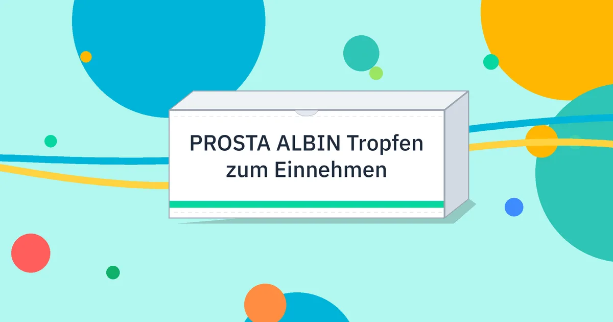 Symbolbild: Packung mit der Aufschrift PROSTA ALBIN Tropfen zum Einnehmen (PZN 10537385) – Verfügbarkeit und Bezug in Apotheken in Frankfurt am Main