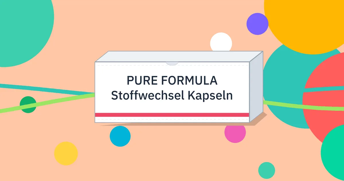 Symbolbild: Packung mit der Aufschrift PURE FORMULA Stoffwechsel Kapseln (PZN 18724402) – Verfügbarkeit und Bezug in Apotheken in Frankfurt am Main