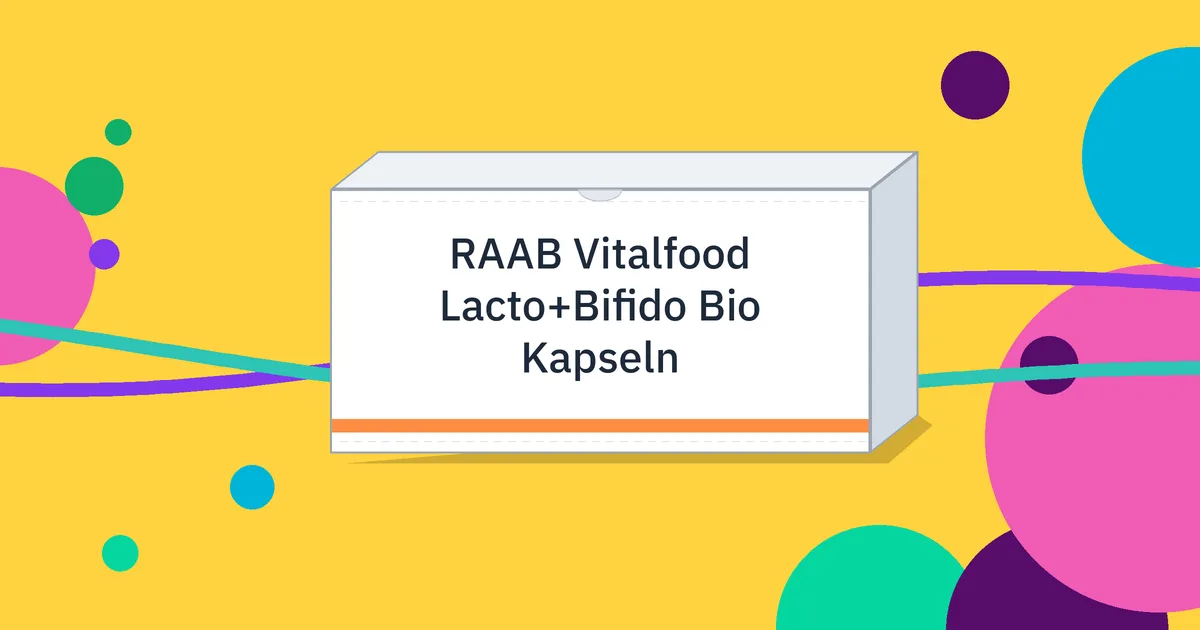 Symbolbild: Packung mit der Aufschrift RAAB Vitalfood Lacto+Bifido Bio Kapseln (PZN 19304671) – Verfügbarkeit und Bezug in Apotheken in Frankfurt am Main