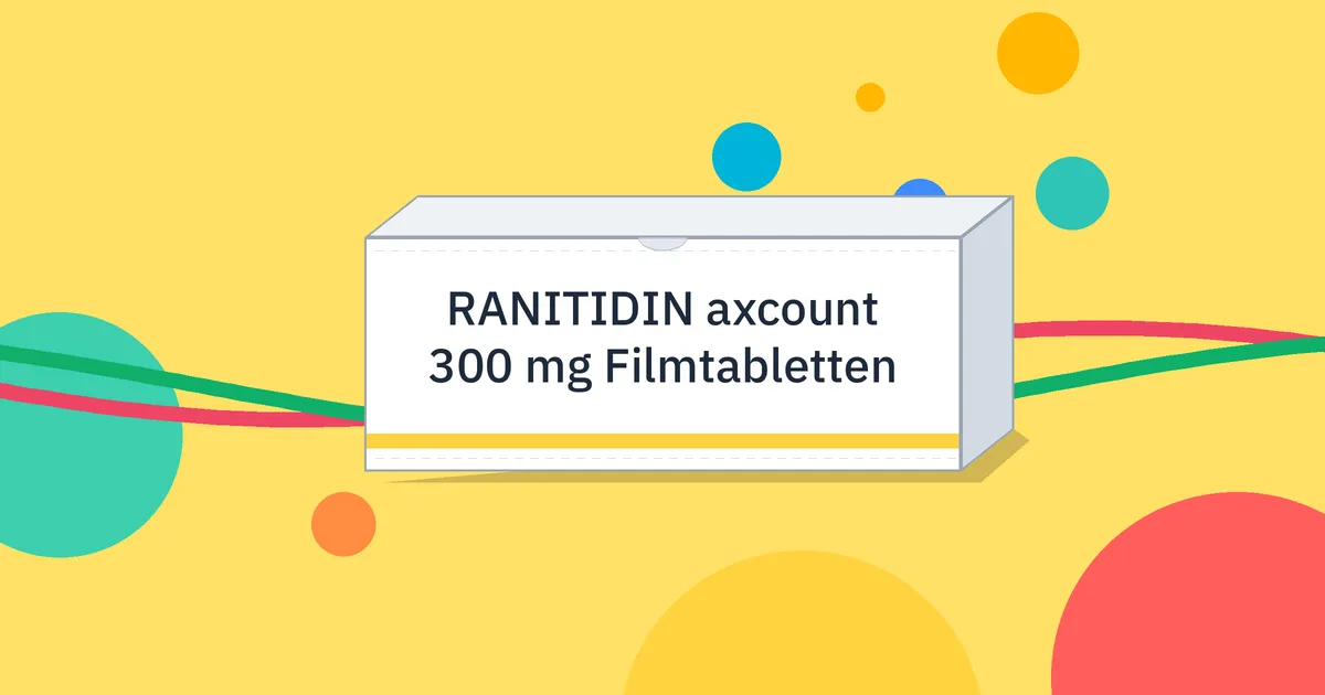 Symbolbild: Packung mit der Aufschrift RANITIDIN axcount 300 mg Filmtabletten (PZN 00340641) – Verfügbarkeit und Bezug in Apotheken in Frankfurt am Main