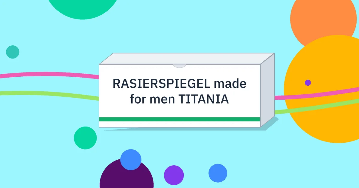 Symbolbild: Packung mit der Aufschrift RASIERSPIEGEL made for men TITANIA (PZN 09925745) – Verfügbarkeit und Bezug in Apotheken in Frankfurt am Main