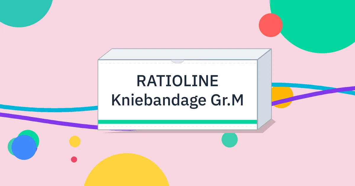 Symbolbild: Packung mit der Aufschrift RATIOLINE Kniebandage Gr.M (PZN 17872862) – Verfügbarkeit und Bezug in Apotheken in Frankfurt am Main