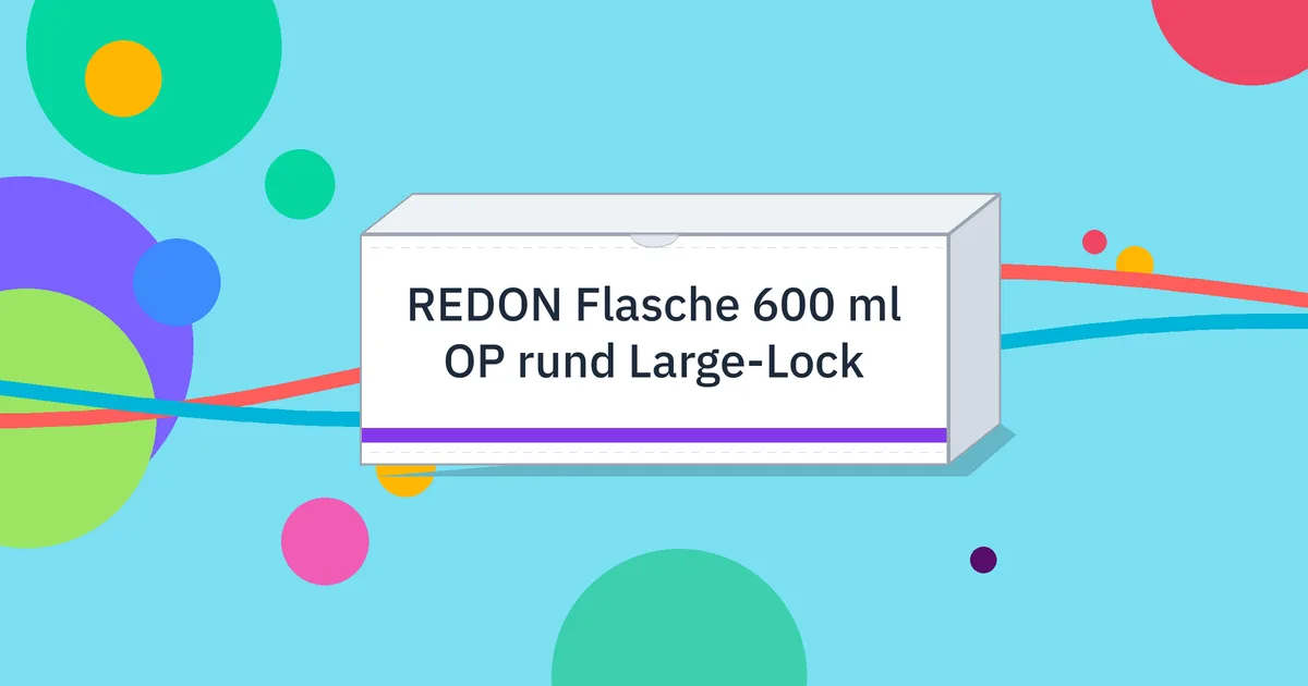 Symbolbild: Packung mit der Aufschrift REDON Flasche 600 ml OP rund Large-Lock (PZN 15194820) – Verfügbarkeit und Bezug in Apotheken in Frankfurt am Main