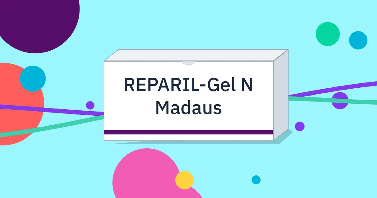 Symbolbild: Packung mit der Aufschrift REPARIL-Gel N Madaus (PZN 11548310) – Verfügbarkeit und Bezug in Apotheken in Frankfurt am Main