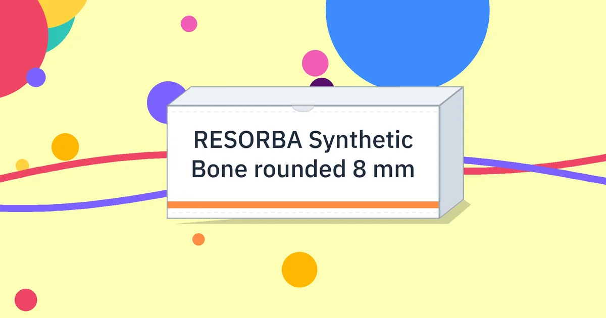 Symbolbild: Packung mit der Aufschrift RESORBA Synthetic Bone rounded 8 mm (PZN 16857197) – Verfügbarkeit und Bezug in Apotheken in Frankfurt am Main