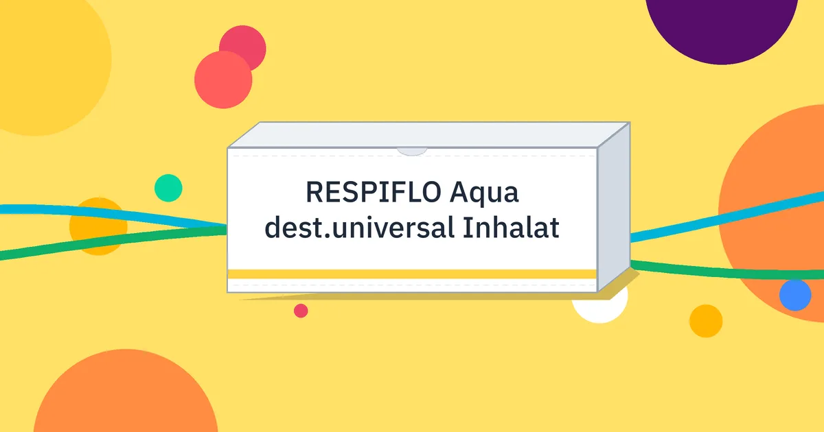 Symbolbild: Packung mit der Aufschrift RESPIFLO Aqua dest.universal Inhalat (PZN 06300039) – Verfügbarkeit und Bezug in Apotheken in Frankfurt am Main