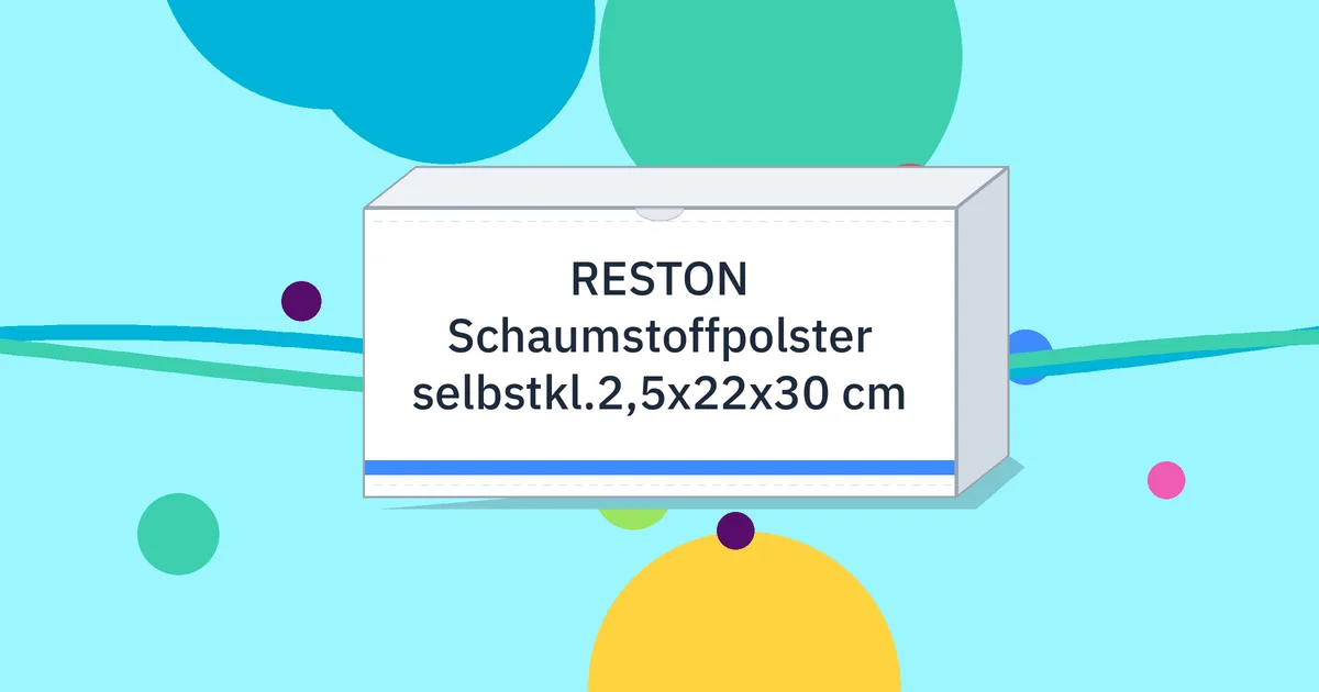 Symbolbild: Packung mit der Aufschrift RESTON Schaumstoffpolster selbstkl.2,5x22x30 cm (PZN 01593456) – Verfügbarkeit und Bezug in Apotheken in Frankfurt am Main