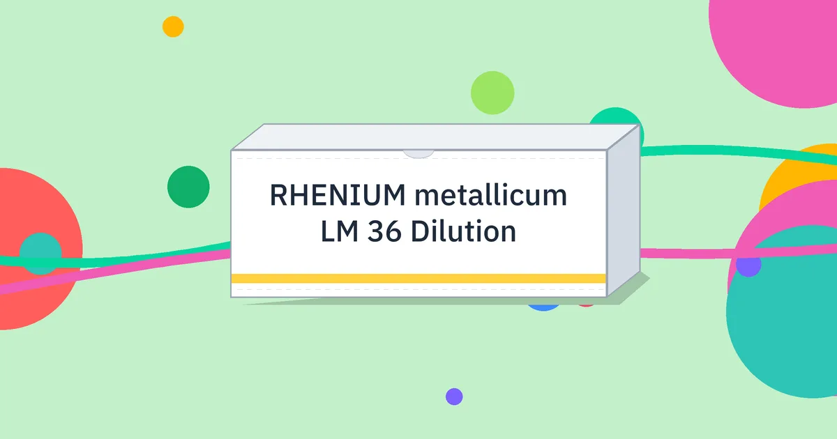 Symbolbild: Packung mit der Aufschrift RHENIUM metallicum LM 36 Dilution (PZN 13049255) – Verfügbarkeit und Bezug in Apotheken in Frankfurt am Main