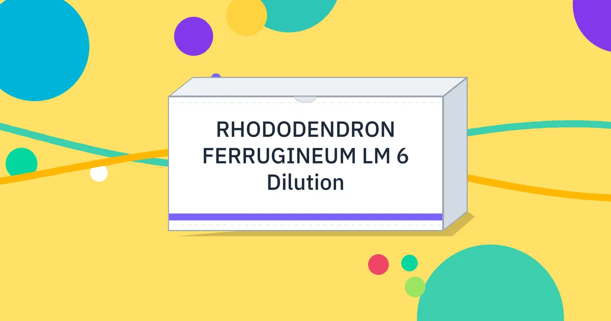 Symbolbild: Packung mit der Aufschrift RHODODENDRON FERRUGINEUM LM 6 Dilution (PZN 13051252) – Verfügbarkeit und Bezug in Apotheken in Frankfurt am Main