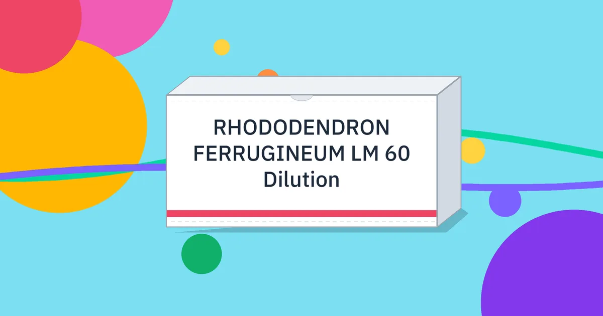 Symbolbild: Packung mit der Aufschrift RHODODENDRON FERRUGINEUM LM 60 Dilution (PZN 13051565) – Verfügbarkeit und Bezug in Apotheken in Frankfurt am Main