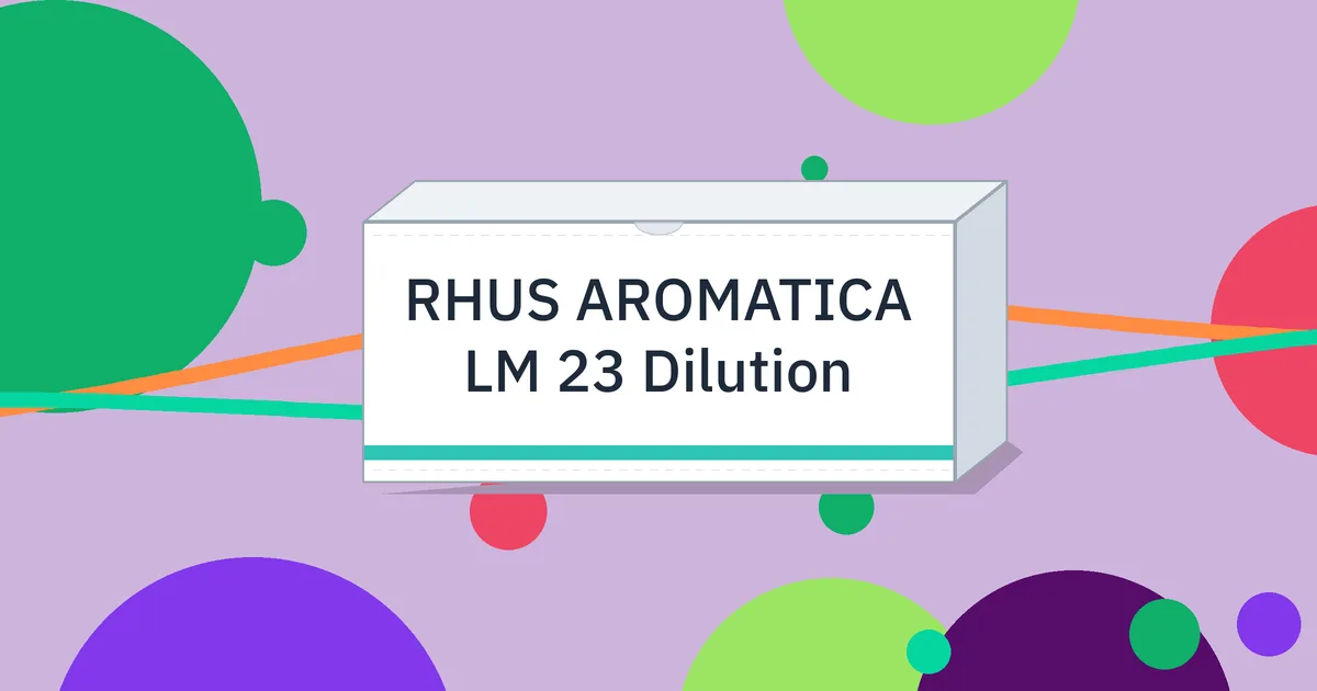 Symbolbild: Packung mit der Aufschrift RHUS AROMATICA LM 23 Dilution (PZN 13051915) – Verfügbarkeit und Bezug in Apotheken in Frankfurt am Main