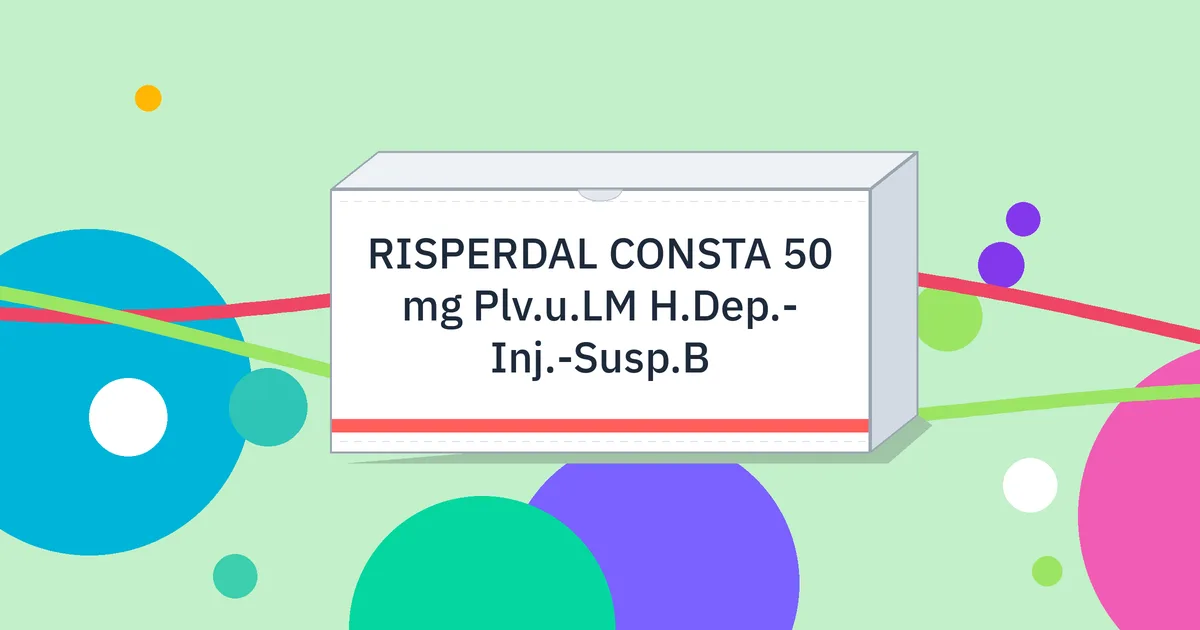 Symbolbild: Packung mit der Aufschrift RISPERDAL CONSTA 50 mg Plv.u.LM H.Dep.-Inj.-Susp.B (PZN 04392215) – Verfügbarkeit und Bezug in Apotheken in Frankfurt am Main