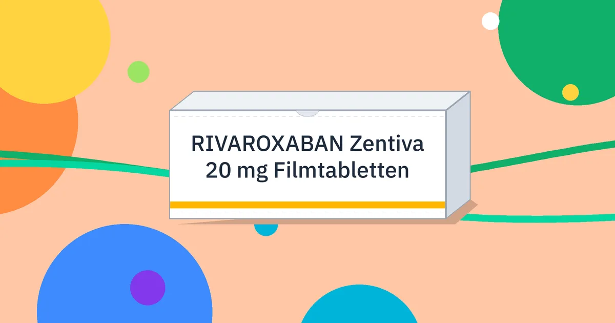 Symbolbild: Packung mit der Aufschrift RIVAROXABAN Zentiva 20 mg Filmtabletten (PZN 18792792) – Verfügbarkeit und Bezug in Apotheken in Frankfurt am Main