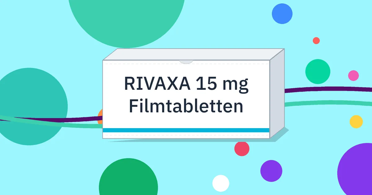Symbolbild: Packung mit der Aufschrift RIVAXA 15 mg Filmtabletten (PZN 19074426) – Verfügbarkeit und Bezug in Apotheken in Frankfurt am Main