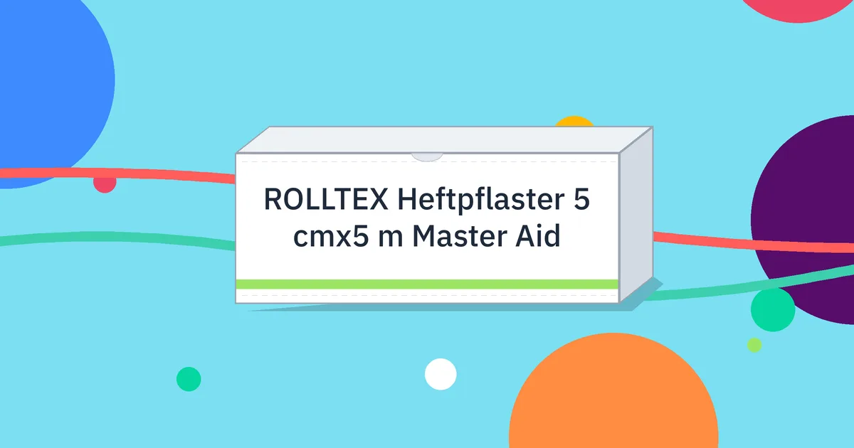 Symbolbild: Packung mit der Aufschrift ROLLTEX Heftpflaster 5 cmx5 m Master Aid (PZN 20128966) – Verfügbarkeit und Bezug in Apotheken in Frankfurt am Main