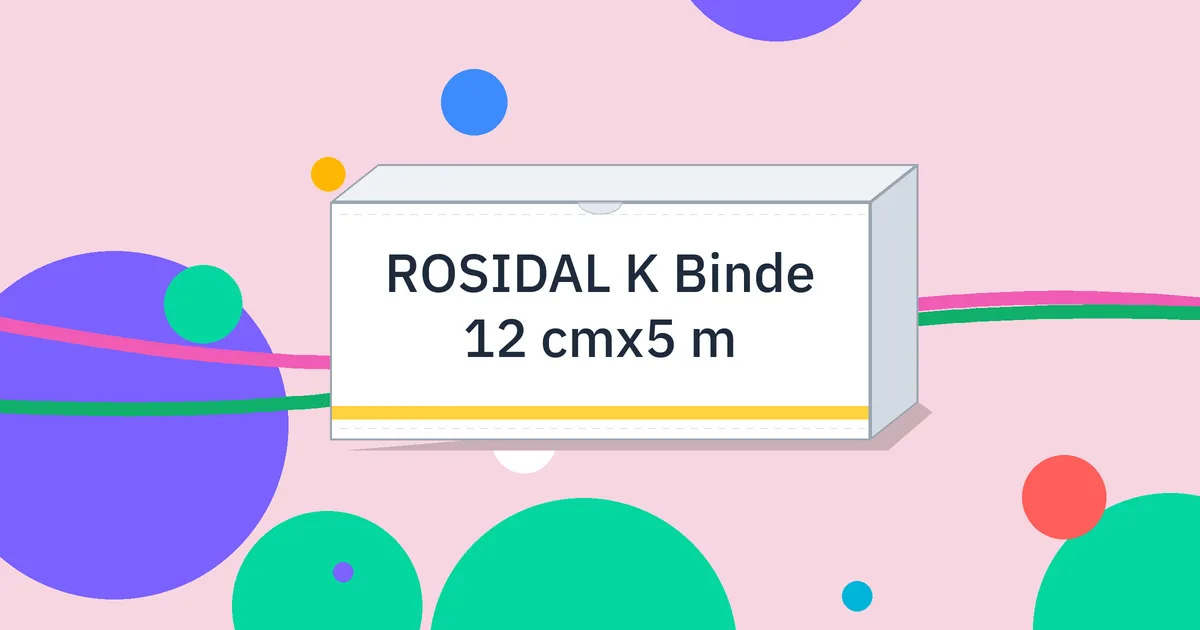 Symbolbild: Packung mit der Aufschrift ROSIDAL K Binde 12 cmx5 m (PZN 19373465) – Verfügbarkeit und Bezug in Apotheken in Frankfurt am Main