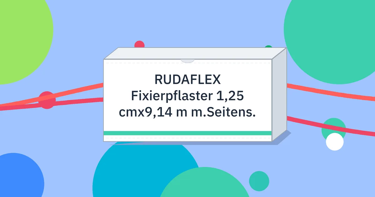 Symbolbild: Packung mit der Aufschrift RUDAFLEX Fixierpflaster 1,25 cmx9,14 m m.Seitens. (PZN 15892429) – Verfügbarkeit und Bezug in Apotheken in Frankfurt am Main